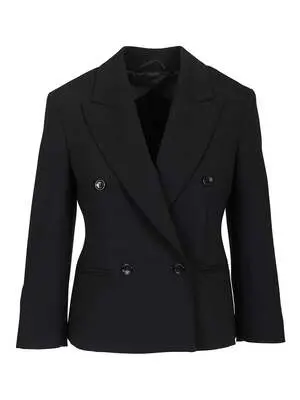 Max Mara Wool Canvas Crop Blazer - Blue
