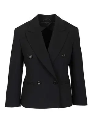 Max Mara Wool Canvas Crop Blazer - Blue
