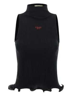 Fendi Logo Cotton Tank Top - Multicolor
