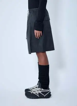 Moncler Rick Owens Drawstring Midi Kilt Shorts - Black