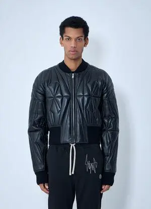 Moncler Rick Owens Geocamo Cropped Quilted Bomber Jacket - Black