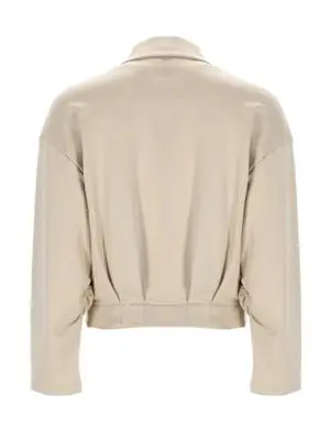 Max Mara Silk And Cotton Crop Sweatshirt - Cream