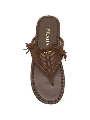 Prada Suede Leather Thong Sandals - Multicolor