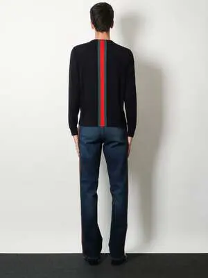 Gucci Cotton Sweater With Nastro Web Inlay