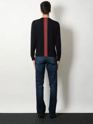 Gucci Cotton Sweater With Nastro Web Inlay - Multicolor