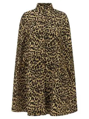 Valentino Garavani Cape In Animalier Cloth - Brown