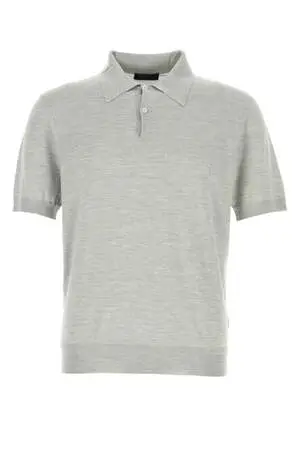 Prada Grey Silk Polo Shirt - Gray