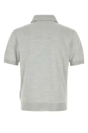 Prada Grey Silk Polo Shirt - Gray