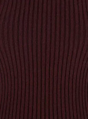 Max Mara Bordeaux Turtleneck Sweater With Ribbed Design In Wool Blend - Multicolor