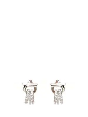 FERRAGAMO Gancini Earrings With Crystals - Silver