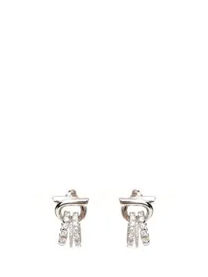 FERRAGAMO Gancini Earrings With Crystals - Silver