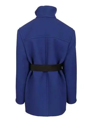 Saint Laurent Short Coat With Belt - Blue