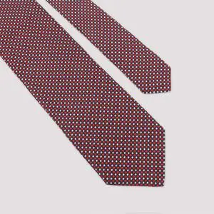 LANVIN Circle Dot Silk Neck Tie - Red