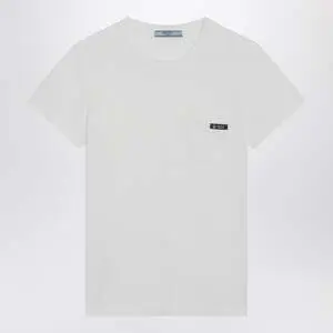 Prada T-shirt Girocollo Bianca In Cotone - White