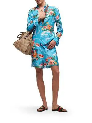Gucci Printed Silk Twill Shorts