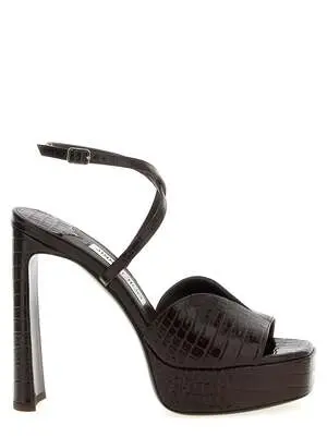 JIMMY CHOO Karli Crocodile-print Leather Platform Sandals - Brown