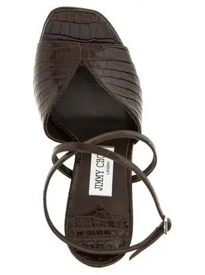 JIMMY CHOO Karli Crocodile-print Leather Platform Sandals - Brown
