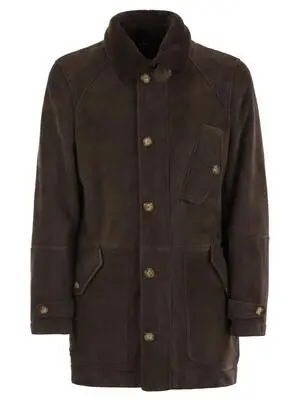 Brunello Cucinelli Tone-on-tone Suede Shearling Coat