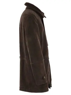 Brunello Cucinelli Tone-on-tone Suede Shearling Coat
