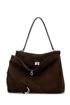 Balenciaga Dark Suede Medium Rodeo Handbag - Brown