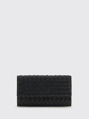 Bottega Veneta Bifold Zipped Wallet In Intrecciato Lambskin Leather - Black