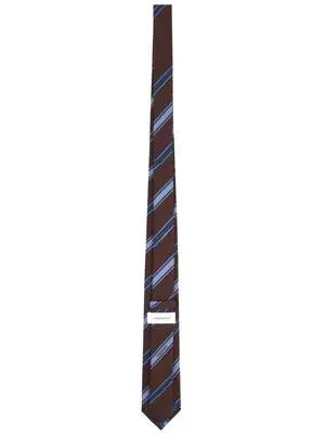 FERRAGAMO Silk Blend Neck Tie - Brown