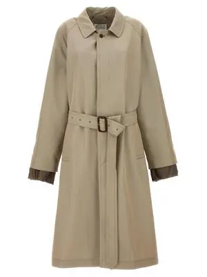 MAISON MARGIELA Long Single-breasted Trench Coat - Cream