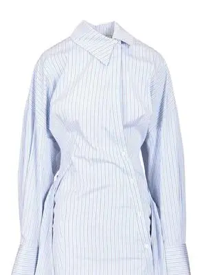 Attico Striped Cotton Mini Dress - Blue