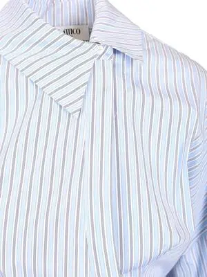 Attico Striped Cotton Mini Dress - Blue