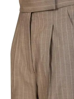 Max Mara Pinstriped Virgin Wool Trousers - Brown