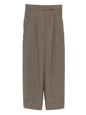 Max Mara Pinstriped Virgin Wool Trousers - Brown