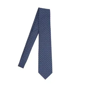 FERRAGAMO Tetris Print Silk Tie - Blue