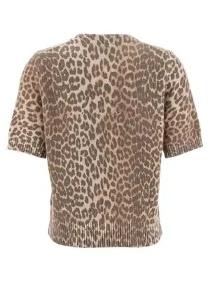 GANNI Leopard Wool Mix' T-shirt