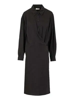 LEMAIRE Twisted Silk Blend Shirt Dress - Gray