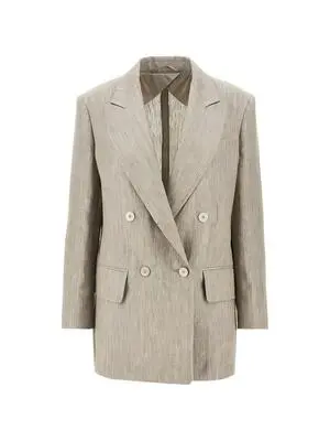 Max Mara Linen Double-breasted Jacket - Multicolor