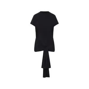TOTEME Cotton Crew Neck Draped Short Sleeve T-shirt - Black