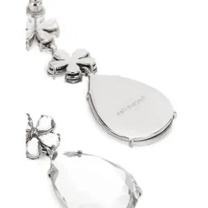 SELF-PORTRAIT Crystal Floral Motif Drop Earrings - Silver