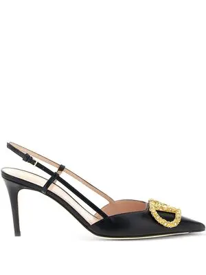 Valentino Garavani Vlogo Signature Leather Slingback Pumps - Multicolor