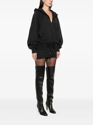 Attico Jersey Sweatshirt Dress - Black