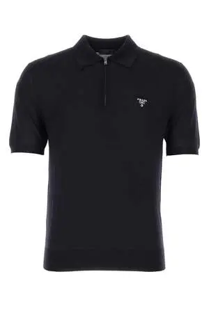 Prada Midnight Wool Polo Shirt - Blue