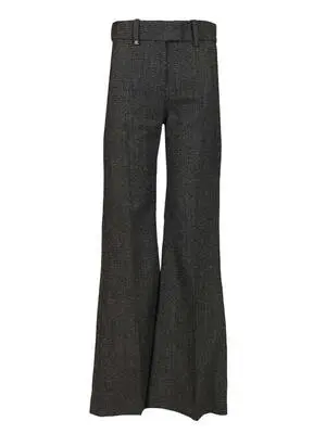 COURREGES Wide-leg Trousers In Caviar Wool - Black