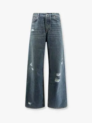 Dior Destroyed-effect Blue Denim Jeans - Multicolor