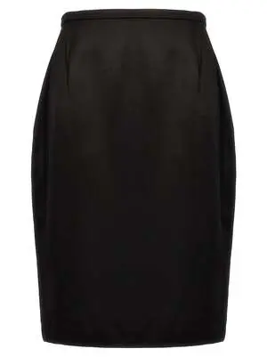 Saint Laurent Viscose Satin Pencil Skirt - Black