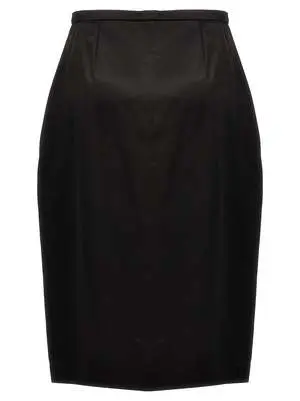 Saint Laurent Viscose Satin Pencil Skirt