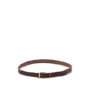 Saint Laurent Calf Leather Braided Belt - Brown