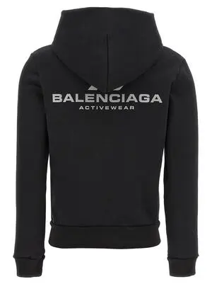 Balenciaga Logo Print Zip Up Hoodie