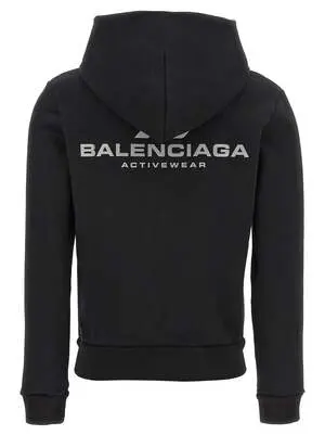 Balenciaga Logo Print Zip Up Hoodie