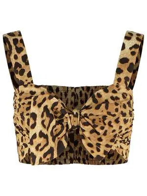 Dolce & Gabbana Leopard-print Cotton Bustier - Brown
