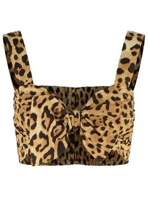 Dolce & Gabbana Leopard-print Cotton Bustier - Brown