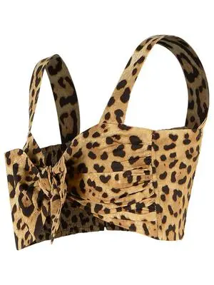 Dolce & Gabbana Cotton Leopard-print Bustier - Brown